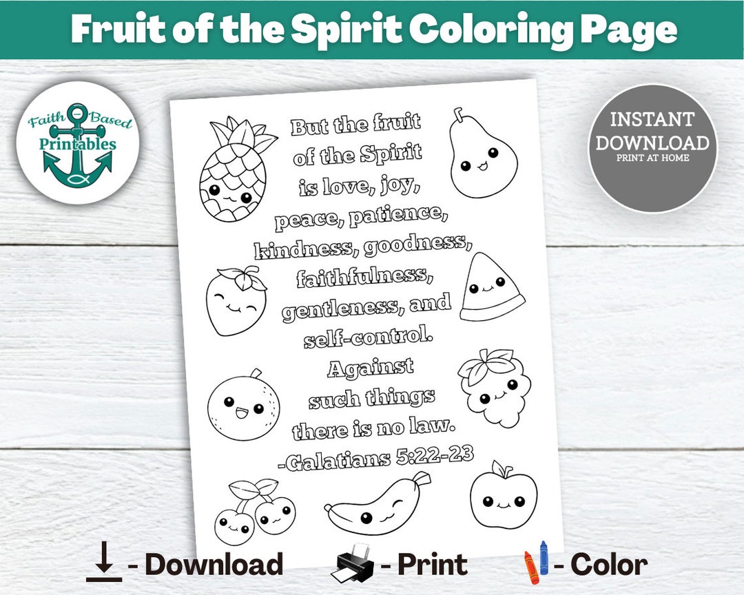 Fruit of the Spirit Coloring Page Printable Fruits Pages Color ...
