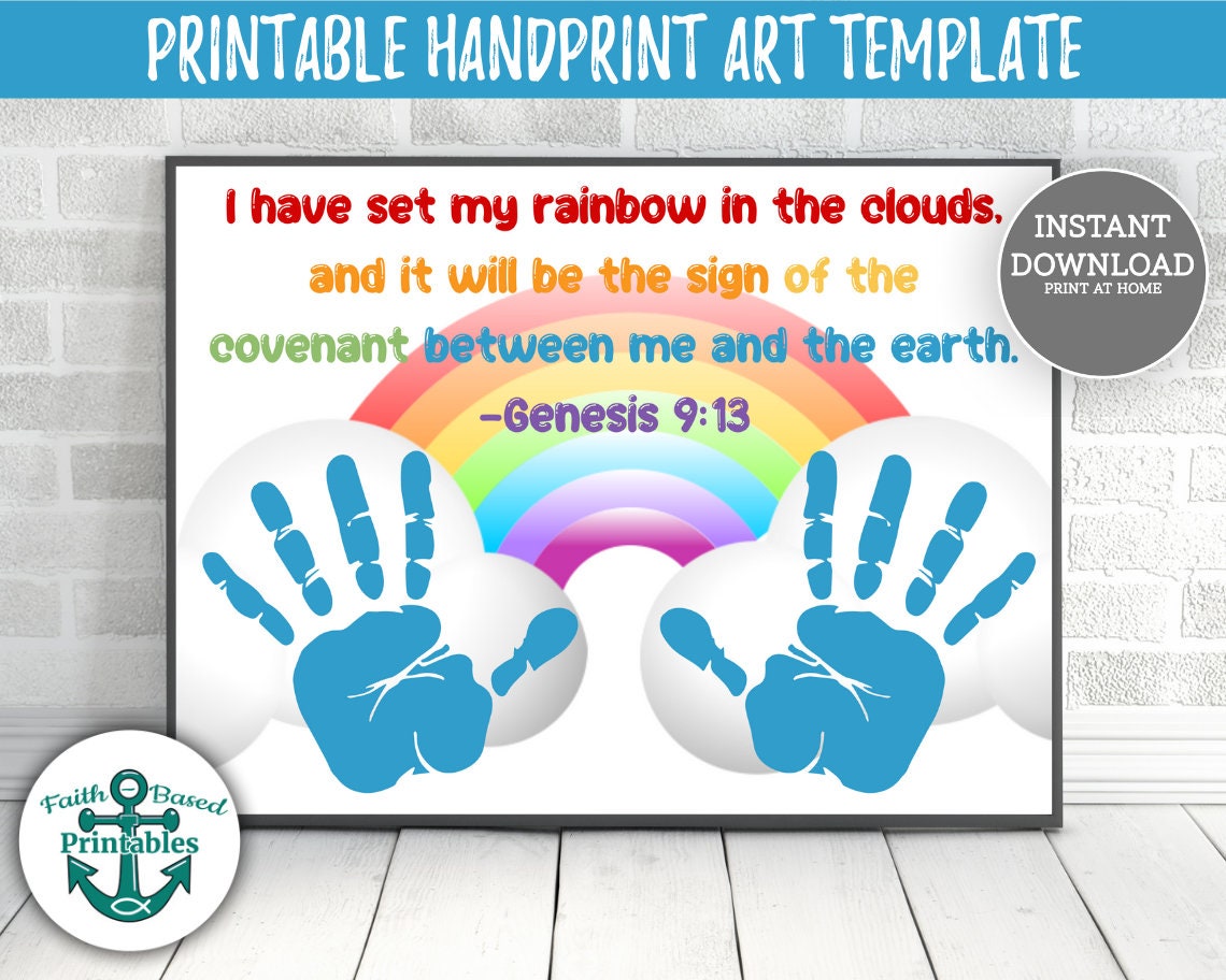 Genesis 9:13 Rainbow Handprint Art Template Printable - Etsy