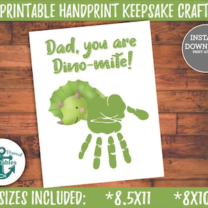 Handprint Gift for Dad You Are Dino-mite Printable Father's Day Hand ...