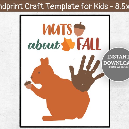Nuts About Fall Squirrel Handprint Craft Kids Fall Handprint - Etsy