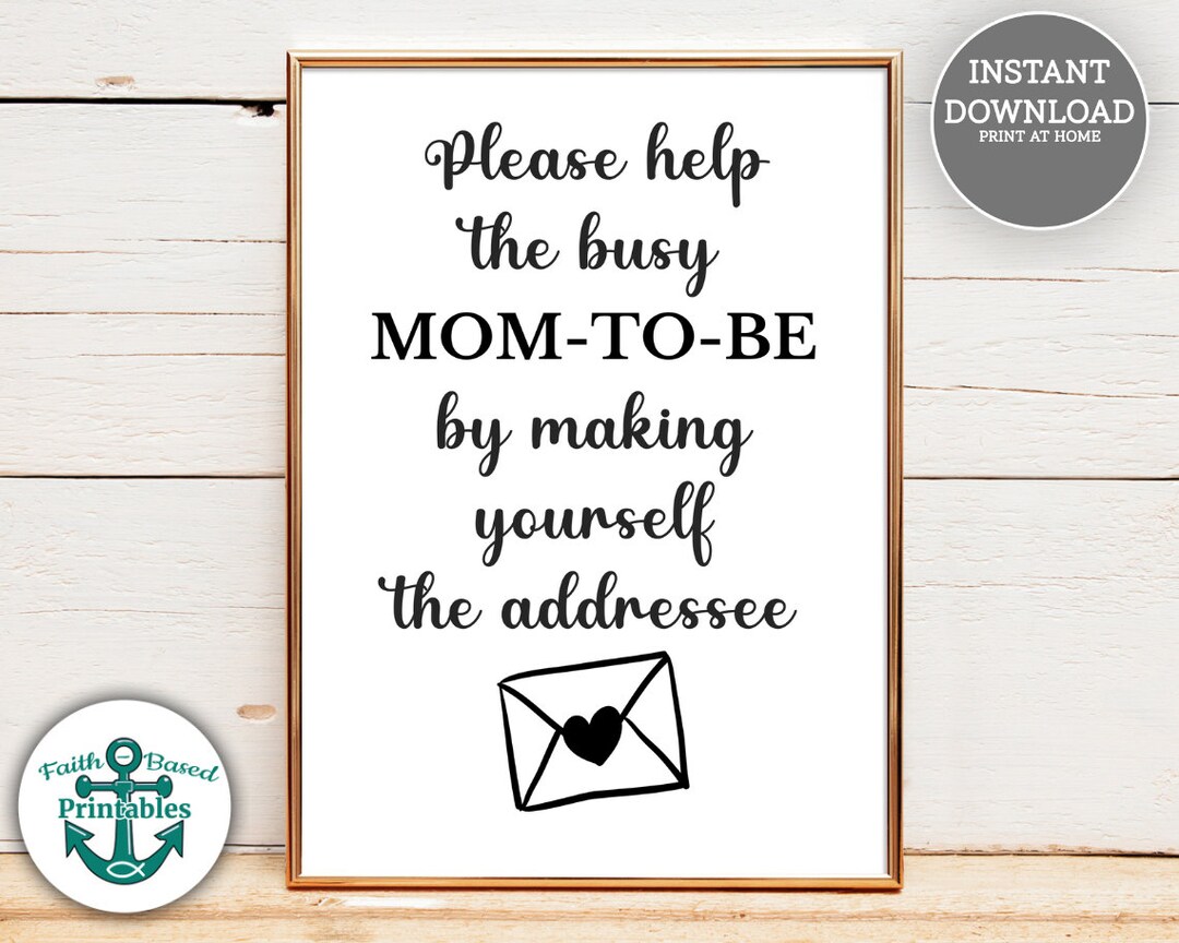 Address the Envelope Baby Shower Printable Sign Please Help the Busy ...