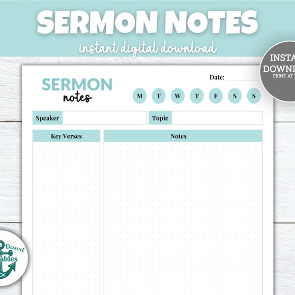 Sermon Notes Pdf Template - Etsy