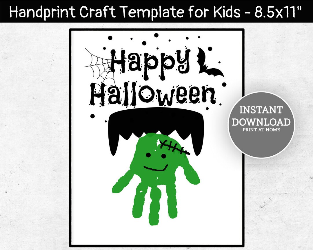 Frankenstein Handprint Craft Halloween Printable - Etsy