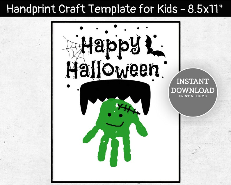 Frankenstein Handprint Craft Halloween Printable - Etsy
