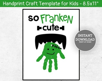 Frankenstein Handprint Craft Halloween Printable | Etsy