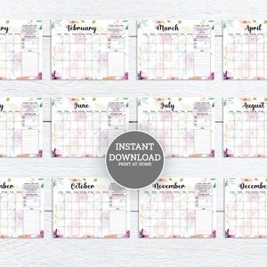 Scripture Calendar Printable Blank Monthly Calendars 12 Months Hope ...