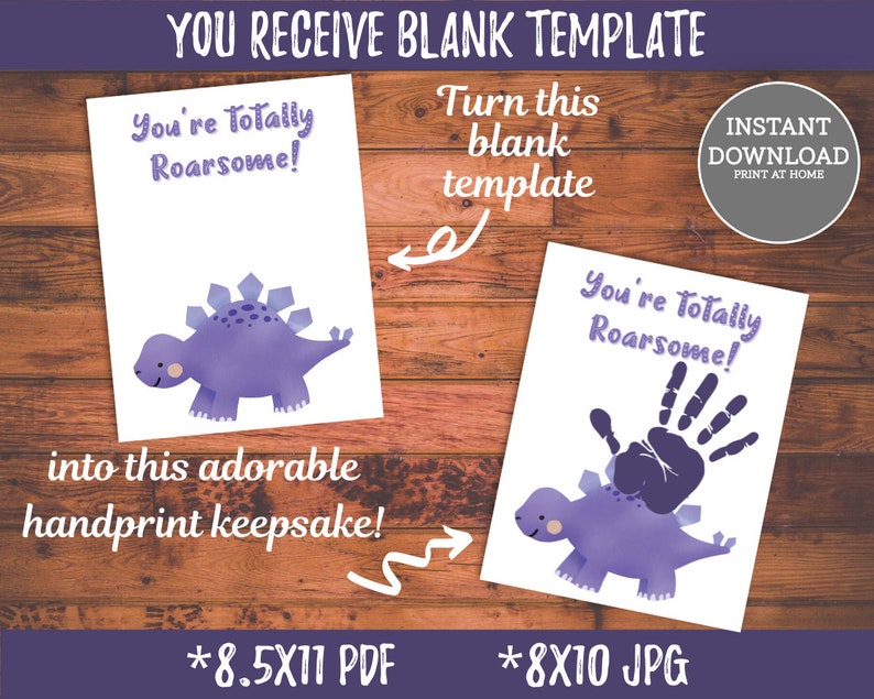 Dinosaur Handprint Gift You're Totally Roarsome Printable - Etsy