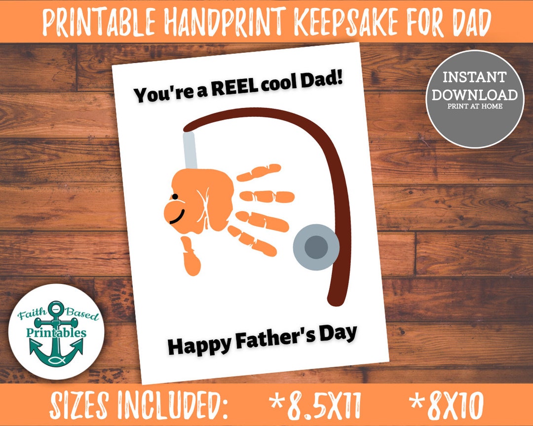 You're a Reel Cool Dad Father's Day Handprint Printable Art for Dad ...