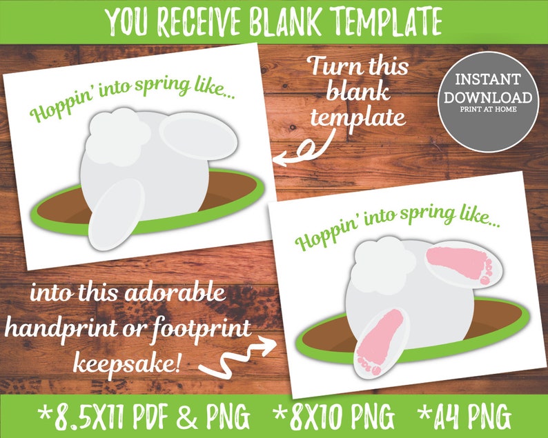 Easter Bunny Footprint Art Hoppin' Into Spring Like Bunny - Etsy