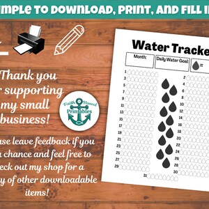 Daily Water Tracker Water Bottle Tracker Monthly Water Tracker ...