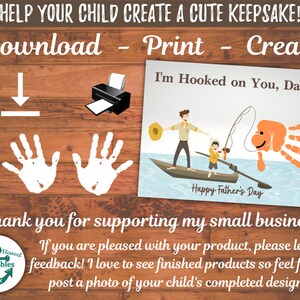 Happy Father's Day Handprint Printable Art for Dad I'm Hooked on You ...