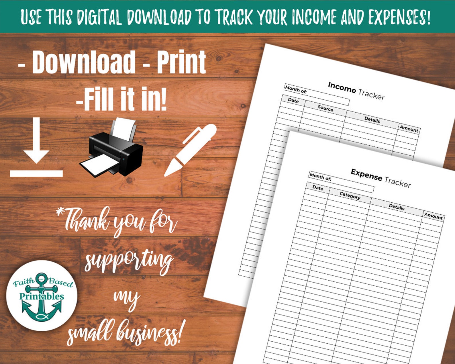 Printable Income and Expense Tracker Template PDF Small - Etsy