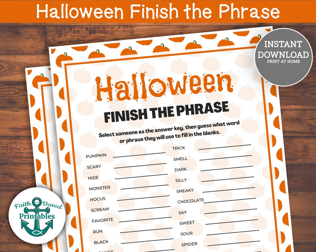 Halloween Finish the Phrase Game Night Fall Activities for Adults Kids ...