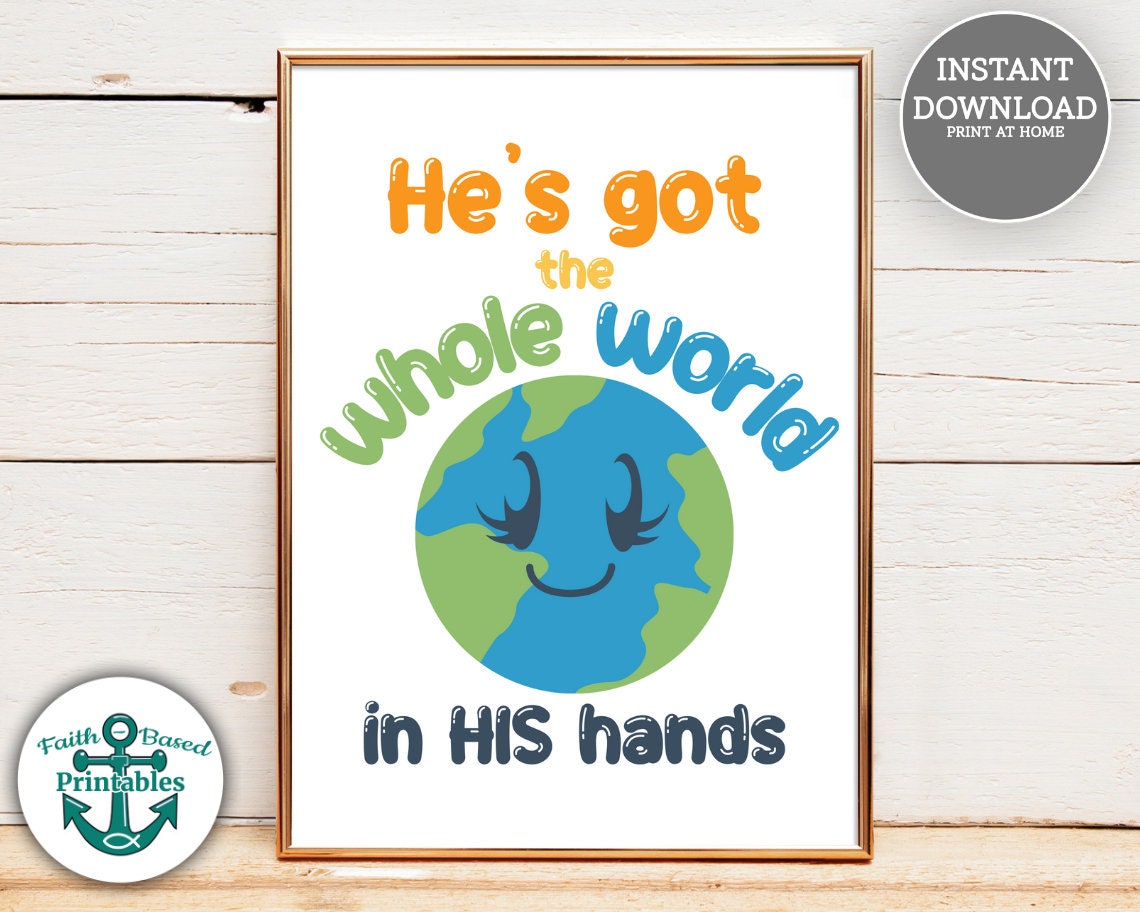 He's Got the Whole World in His Hands Printable Christian - Etsy