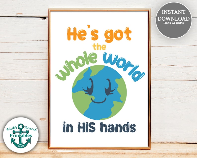 He's Got the Whole World in His Hands Printable Christian - Etsy