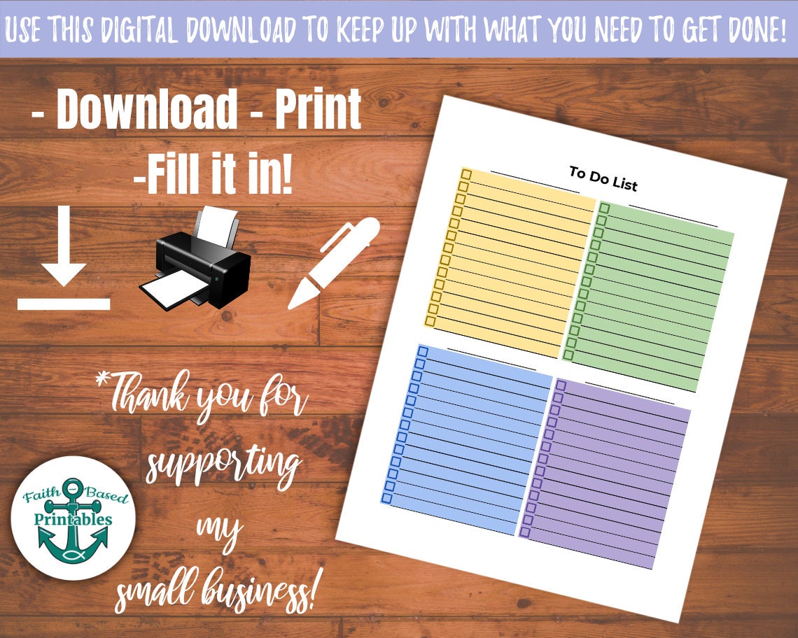 Printable to Do List PDF Simple to Do List Printable Colored Notes ...