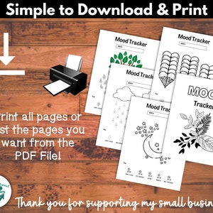Mood Tracker Journal Printable Daily Mood and Productivity Planner ...