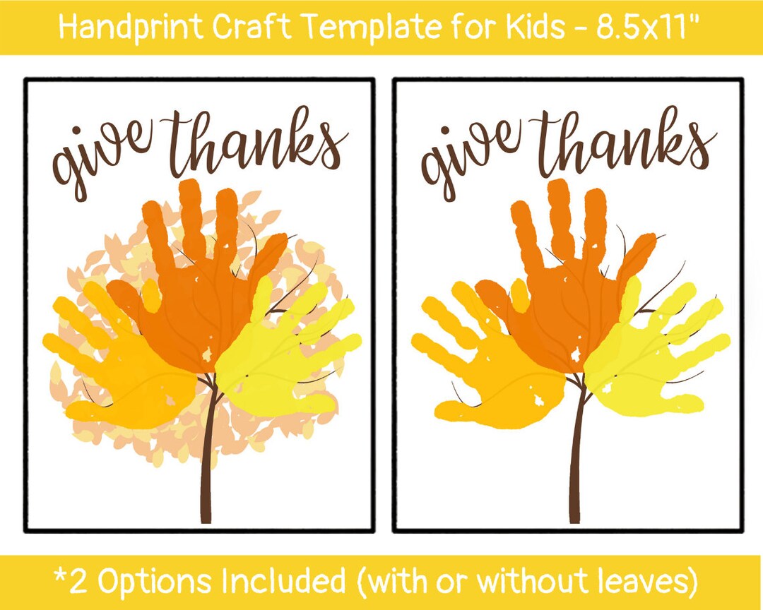 Give Thanks Handprint Tree Craft, Fall Handprint Art (PDF & JPG) - Etsy