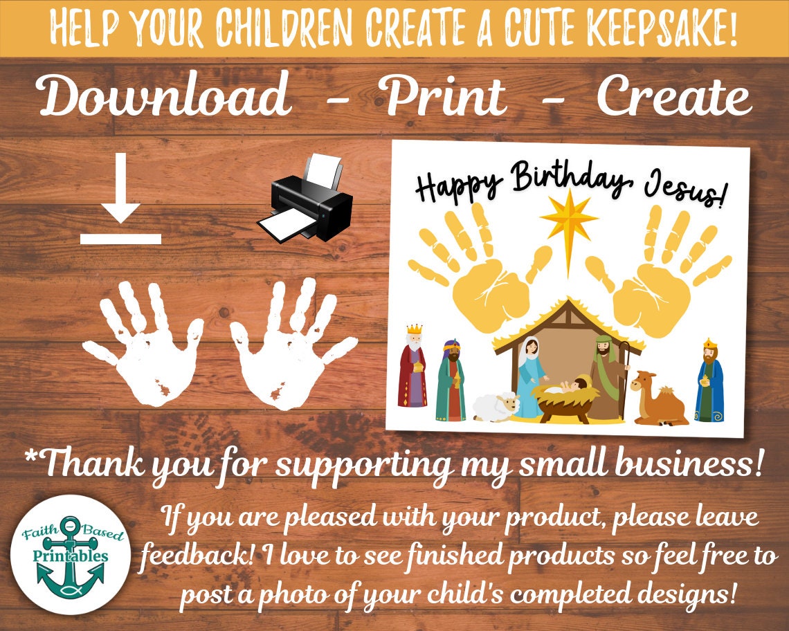 Christmas Nativity Handprint Craft Nativity Scene Happy - Etsy