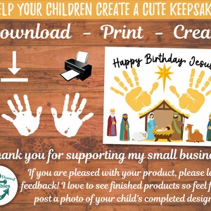 Christmas Nativity Handprint Craft Nativity Scene Happy Birthday Jesus ...
