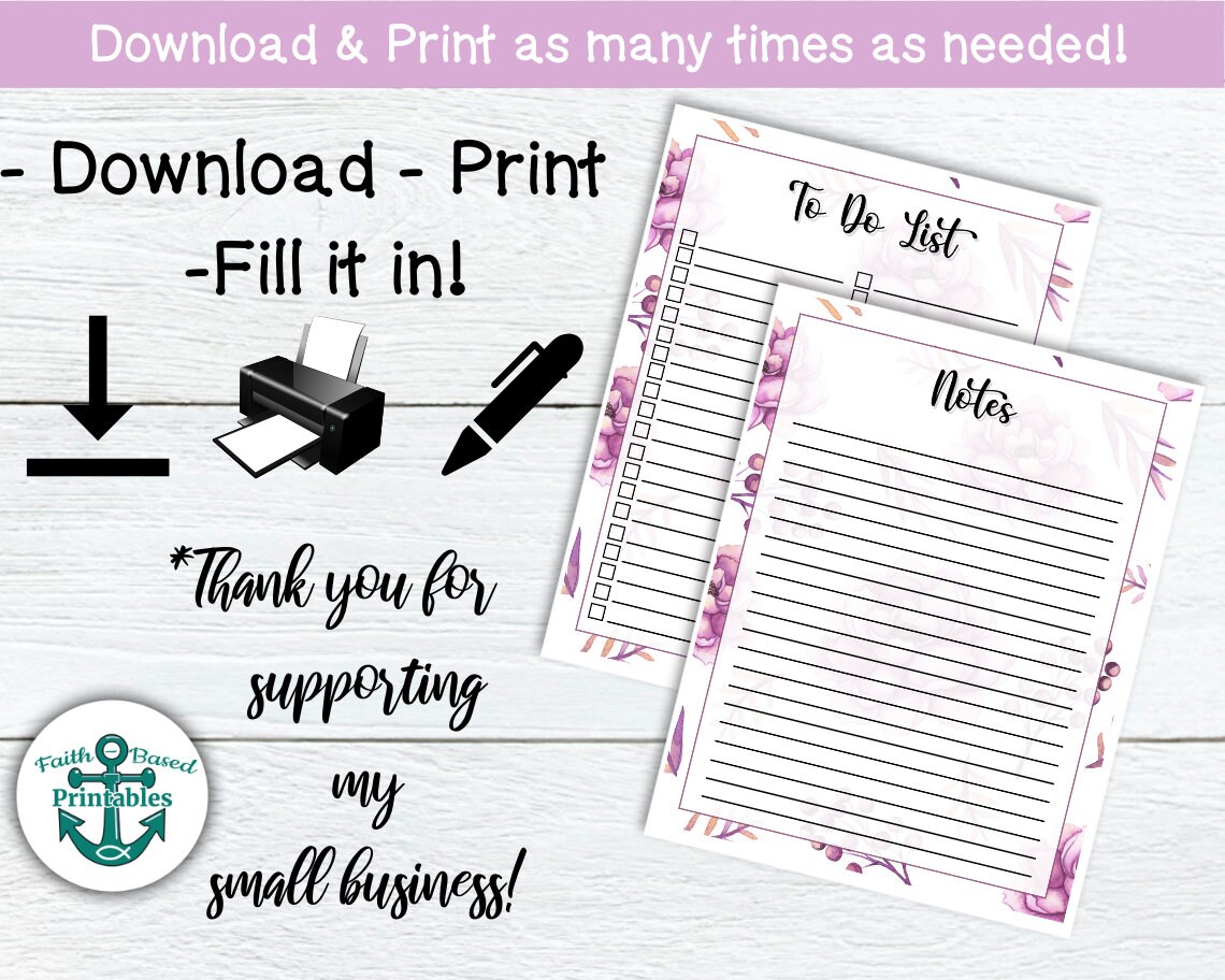 Printable to Do List and Notes Template Shopping Notes Simple - Etsy