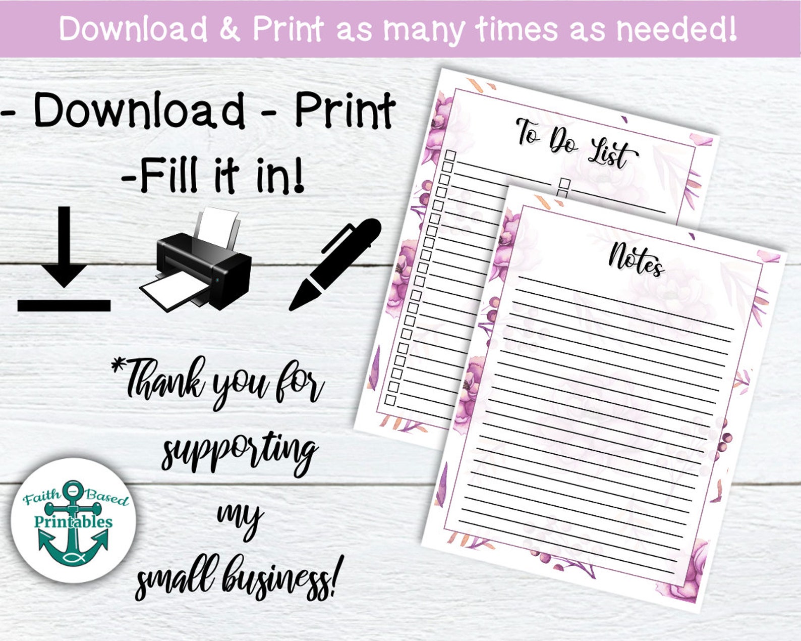 Printable to Do List and Notes Template Shopping Notes Simple - Etsy