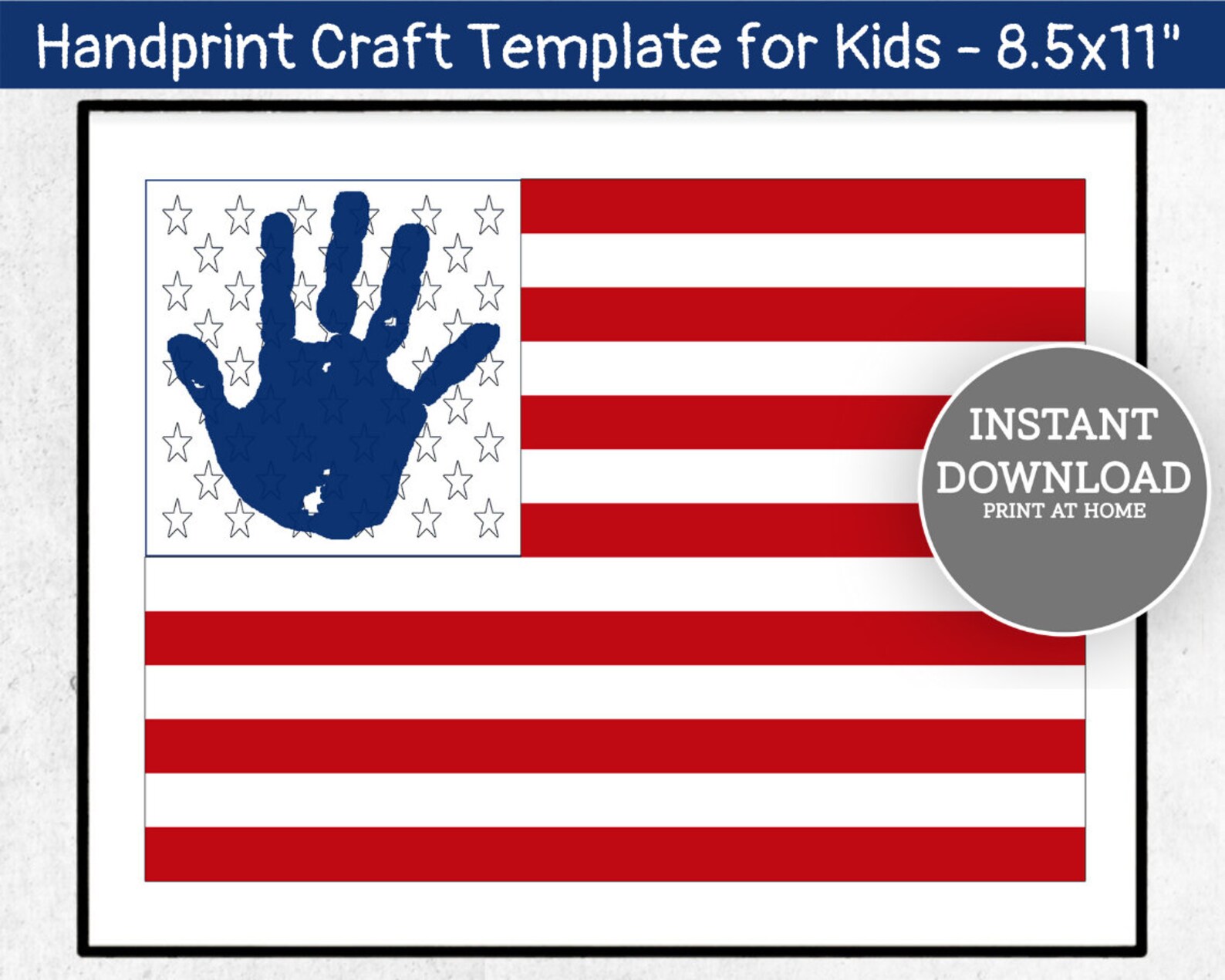 American Flag Handprint Art Printable Handprint Flag Hand - Etsy