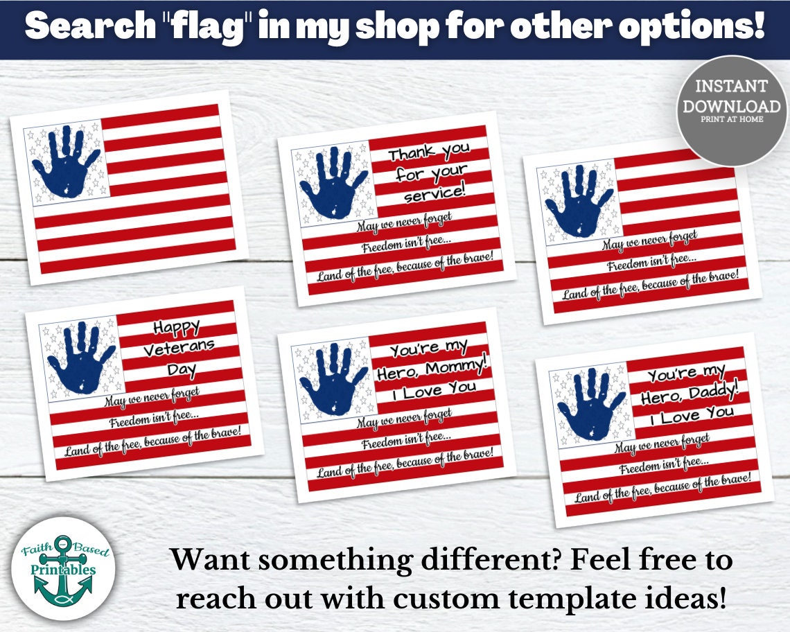 Handprint Card for Veteran Thank You for Your Service Happy Veterans ...