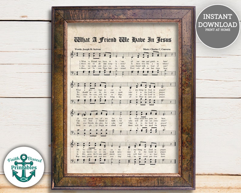 What a Friend We Have in Jesus Vintage Hymn Hymnal Print Piano - Etsy