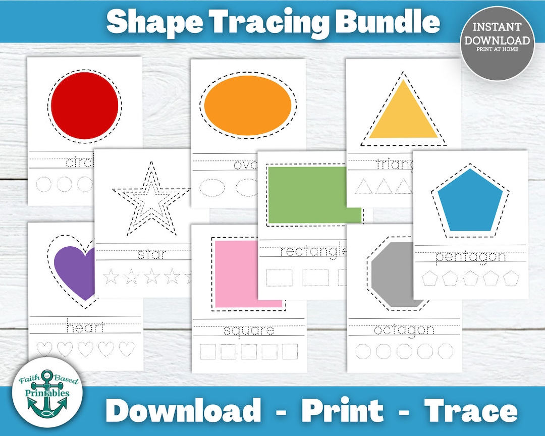 Shape Tracing Bundle Printable Shapes Trace Handwriting Drawing ...