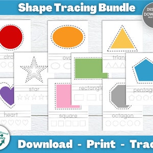 Shape Tracing Bundle Printable Shapes Trace Handwriting Drawing ...