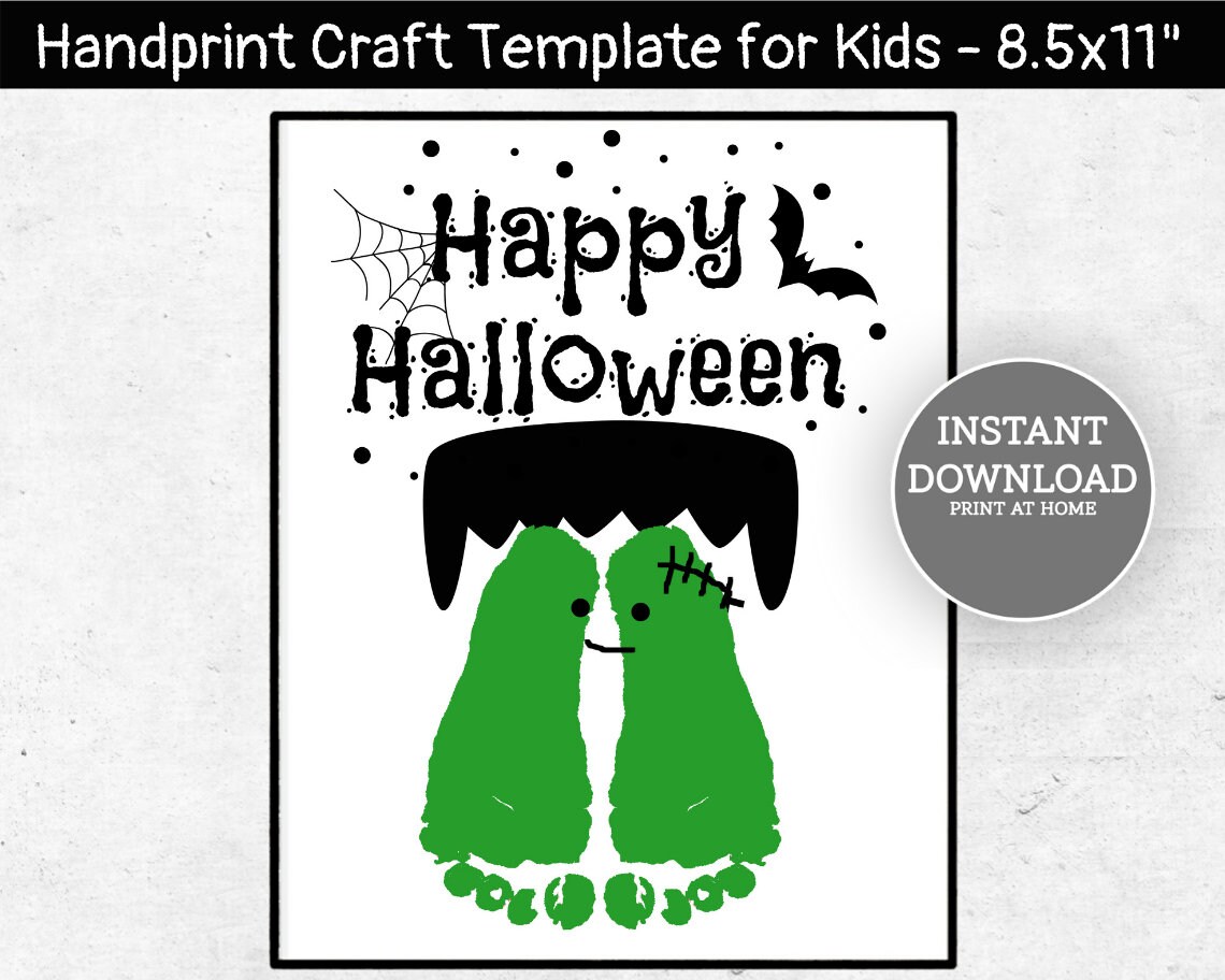 Frankenstein Handprint Craft Halloween Printable - Etsy