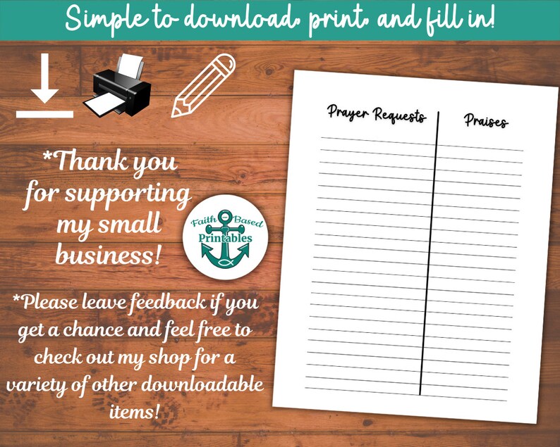 Prayer Requests and Praises Printable Prayer Request Cards Sheet ...