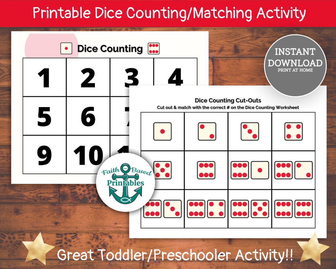 Preschool Worksheets Dice Counting Practice Counting Activities for ...