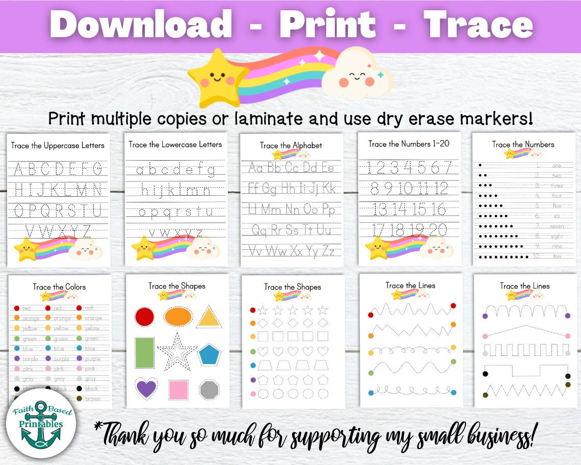 Printable Tracing Worksheet Bundle Cute Sunshine Alphabet - Etsy Australia