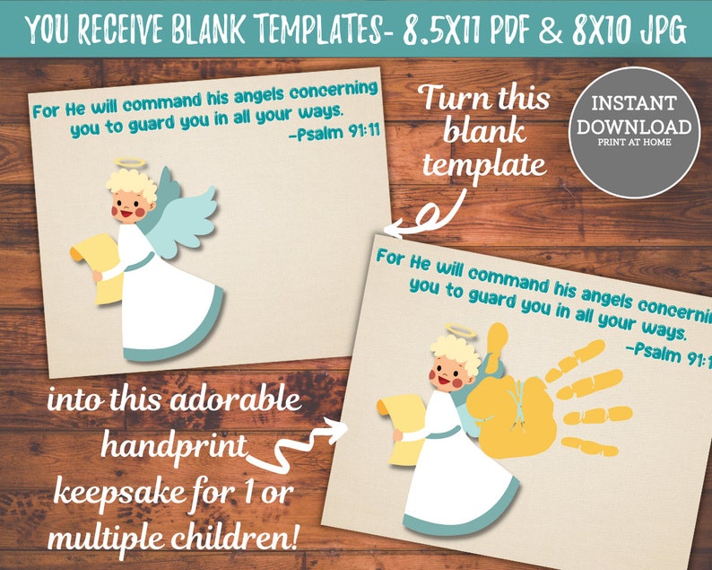 Psalm 91 Handprint Angel Craft Psalms 91:11 Christmas Hand Print Art ...