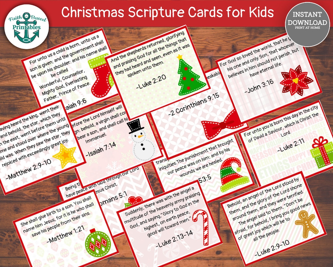 Printable Christmas Scripture Cards for Kids Bible Verses Christmas ...