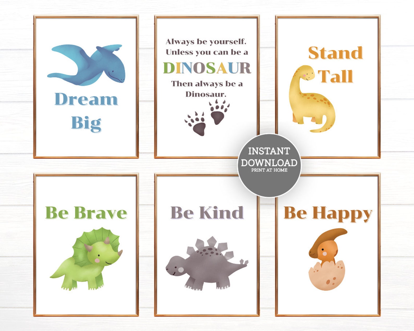 Printable Dinosaur Wall Art Bundle for Kids Decor Signs Print - Etsy