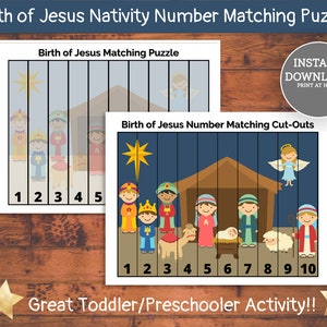 Nativity Scene for Kids, Birth of Jesus Matching Puzzle, Nativity ...