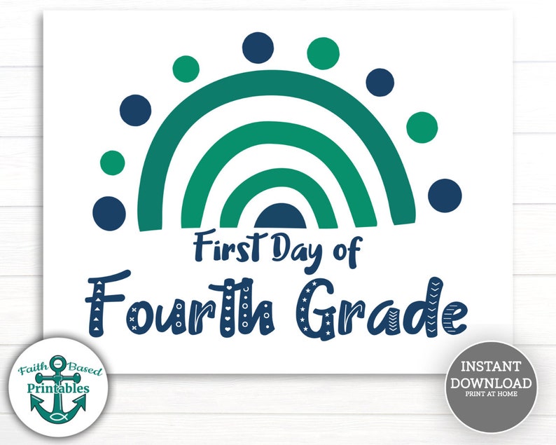 First Day of Fourth Grade Sign 4th Grader Printable Back to - Etsy