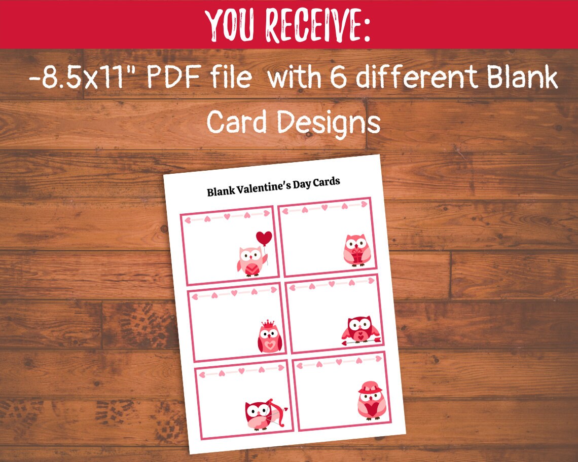 Cute Printable Blank Valentines Day Cards for Kids Owl | Etsy