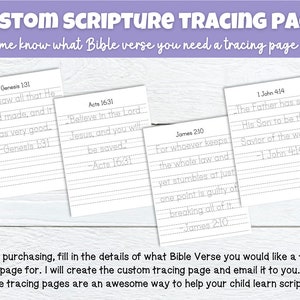 Custom Scripture Tracing Sheet Bible Verse Handwriting Practice Trace ...