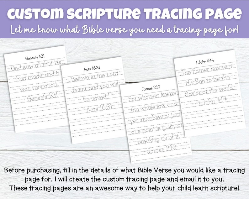 Custom Scripture Tracing Sheet Bible Verse Handwriting Practice Trace ...