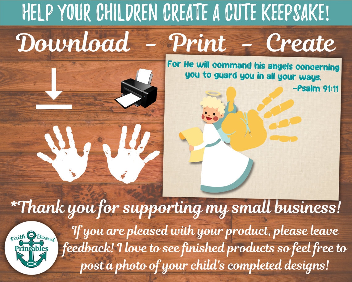 Psalm 91 Handprint Angel Craft Psalms 91:11 Christmas Hand - Etsy
