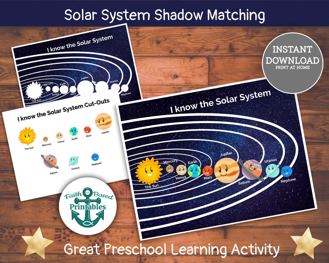 Printable Preschool Solar System Planets Shadow Matching - Etsy