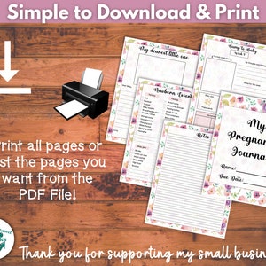 My Pregnancy Journal Printable PDF Weekly Planner Bump to Baby Tracker ...