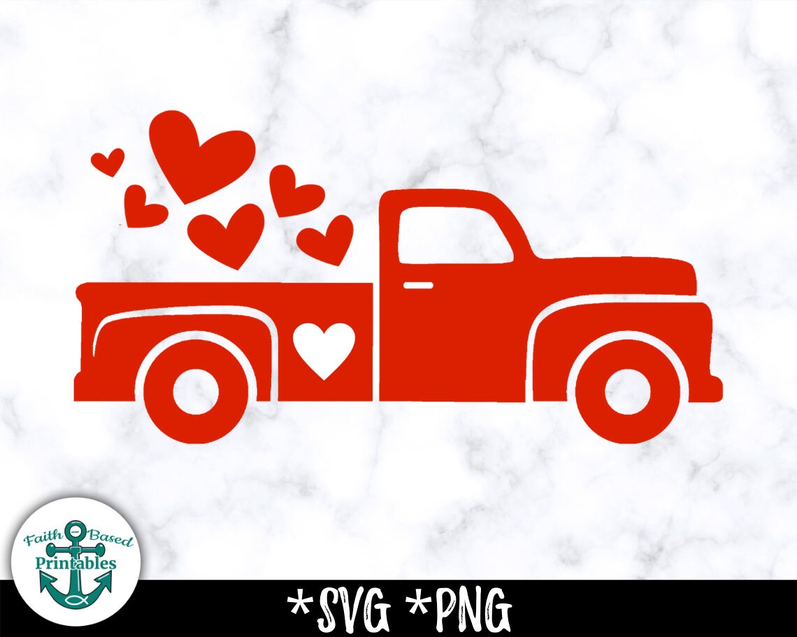 Red Truck SVG Plain Valentine Truck SVG Red Truck Valentines - Etsy