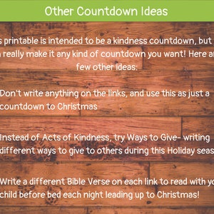 Printable Christmas Kindness Countdown for Kids Printable Advent ...