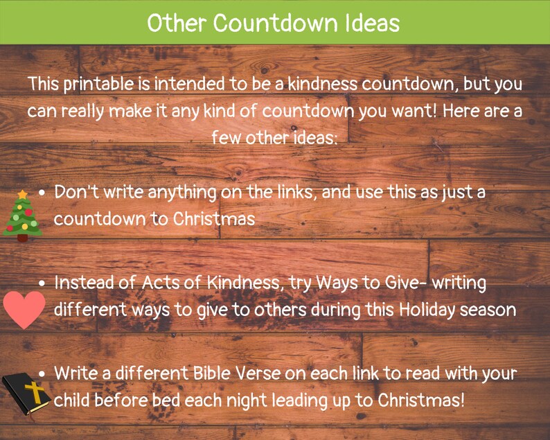 Printable Christmas Kindness Countdown for Kids Printable - Etsy