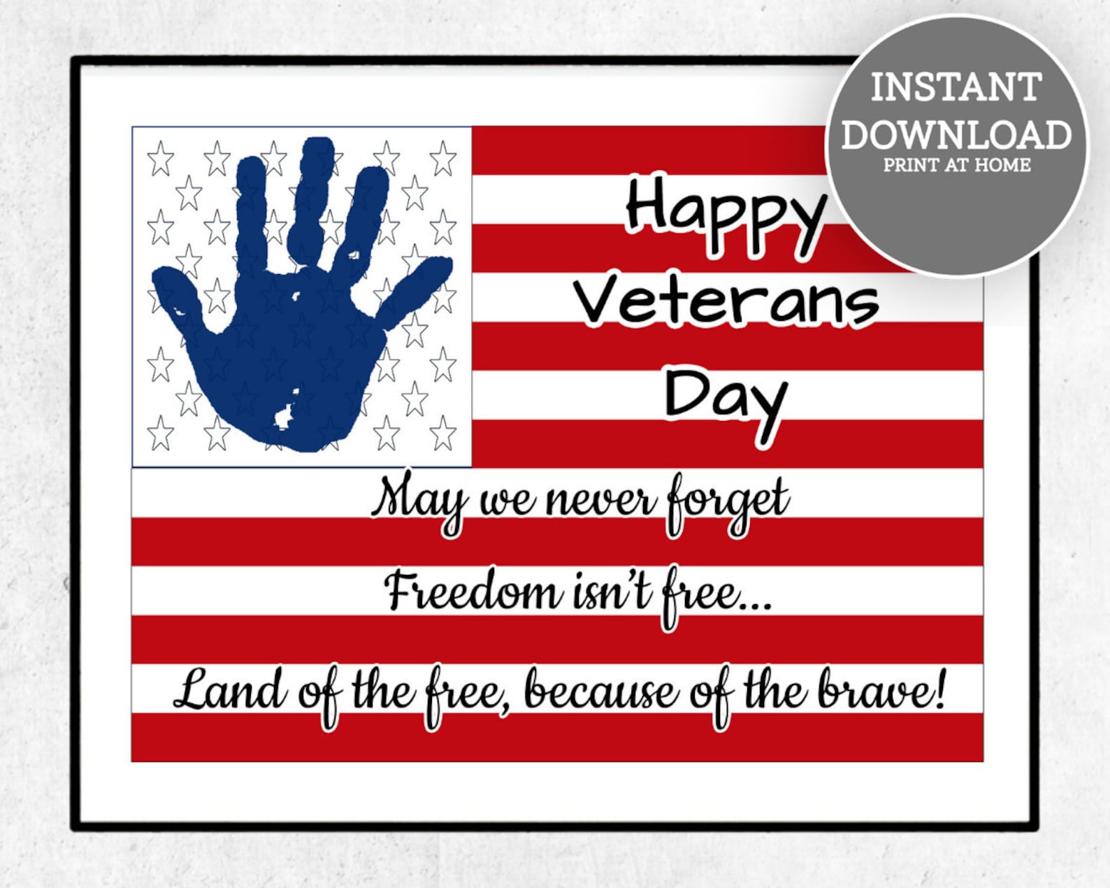 Happy Veterans Day Handprint Art Hand Print Craft Military - Etsy